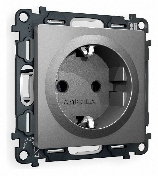 Розетка с заземлением, без рамки Ambrella Volt ALFA MA656010