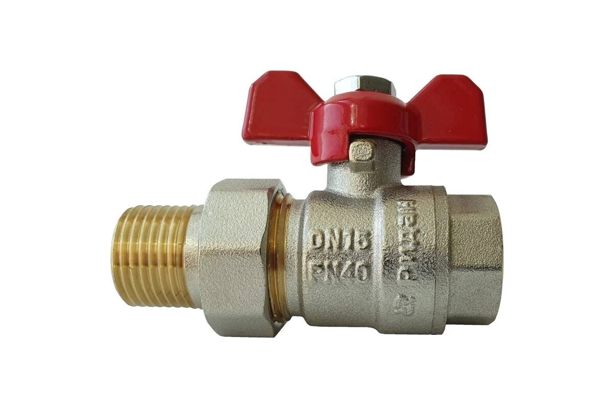 Ридан кран шаровой американка DN20 PN40 латунь 065B8304RG с накидной гайкой и ниппелем