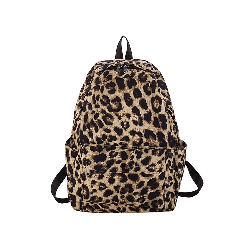 Рюкзак Shunlu, для девочек, с леопардовым принтом, застежка-молния, коричневый