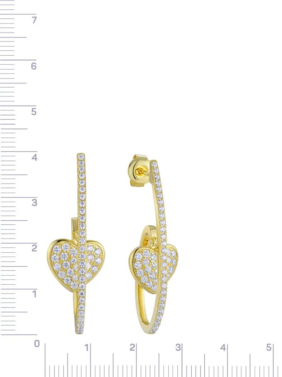 Серьги VALTERA, серебро, 925 проба, золочение, фианит, , золотой — фото 1
