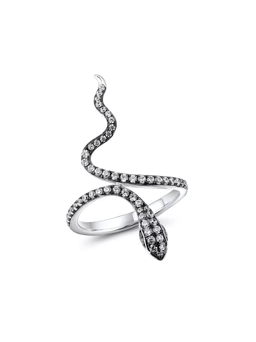 Кольцо тонкое, серебро, 925 проба, родирование, фианит