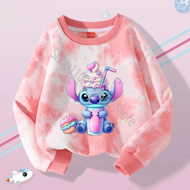 Толстовка с капюшоном «Лило и Стич», одежда Disney для девочек, рисунок персонажей аниме-фильмов для мальчиков, тёплый и удобный праздничный подарок с длинными рукавами, Размер: 100 см