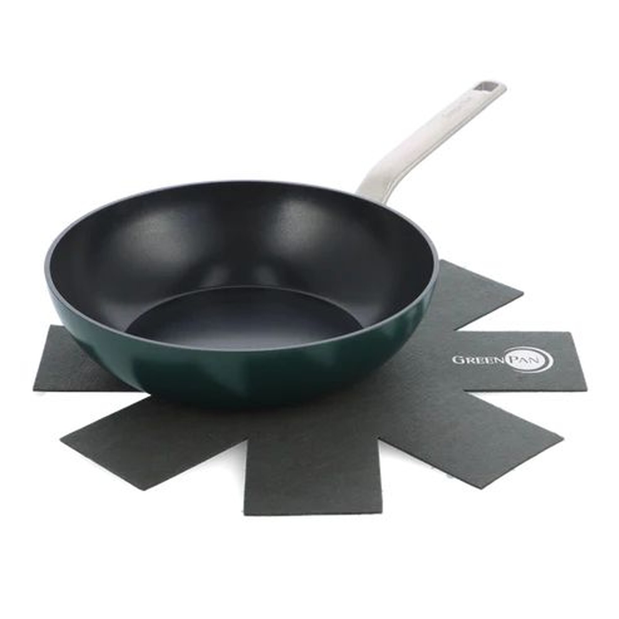 Сковорода-вок GreenPan Evolution 28 см, из алюминия цвет зеленый + подставка 40 см-CW-CC006392-001