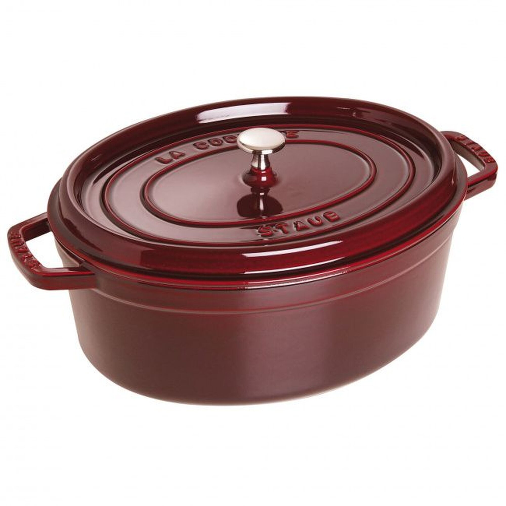 Кастрюля с крышкой STAUB Cocotte oval, чугунная, диаметр 31 см, цвет бордовый, 40509-366-0