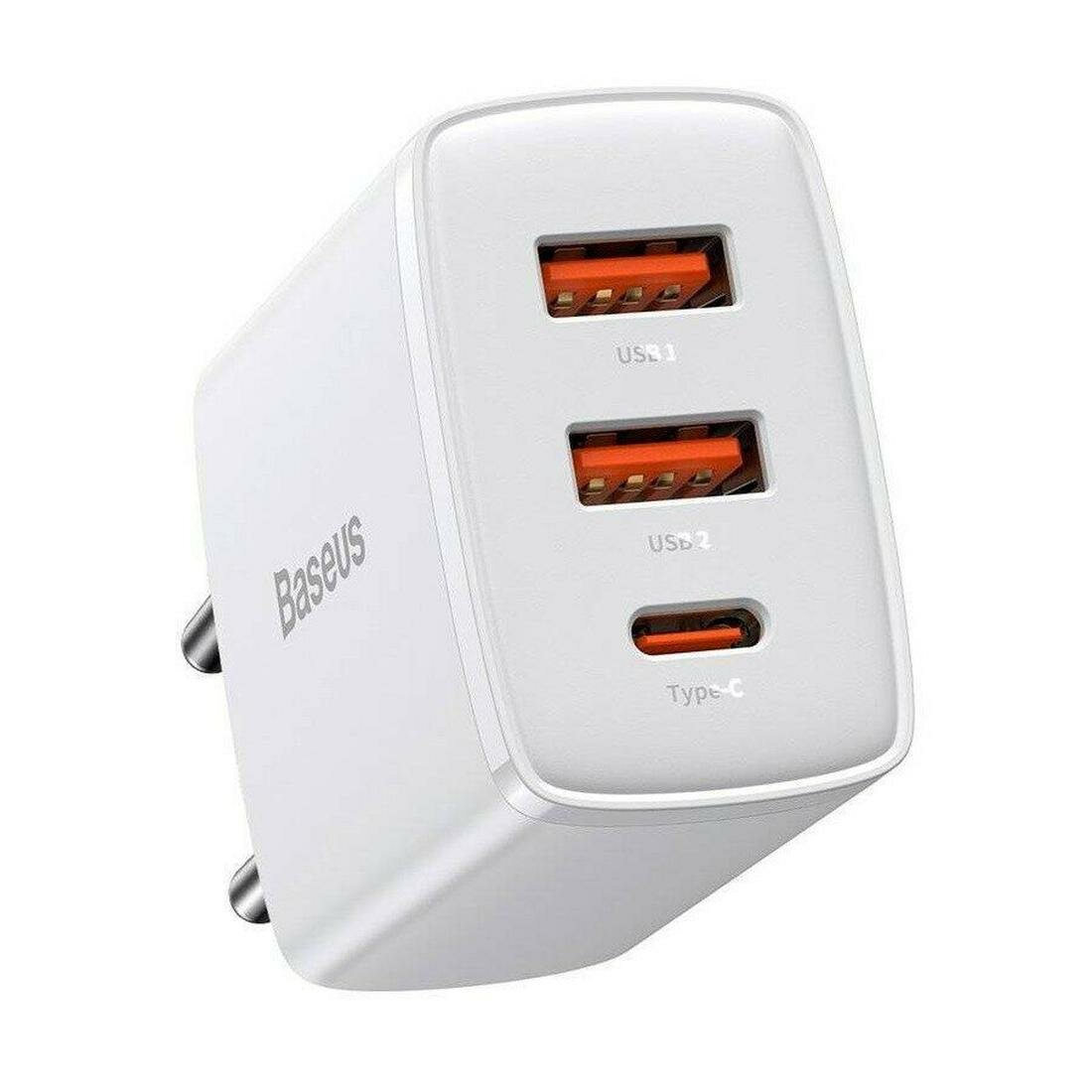 Сетевое зарядное устройство 2usb+type-c Baseus Compact max 30W (CCXJ-E02) белое