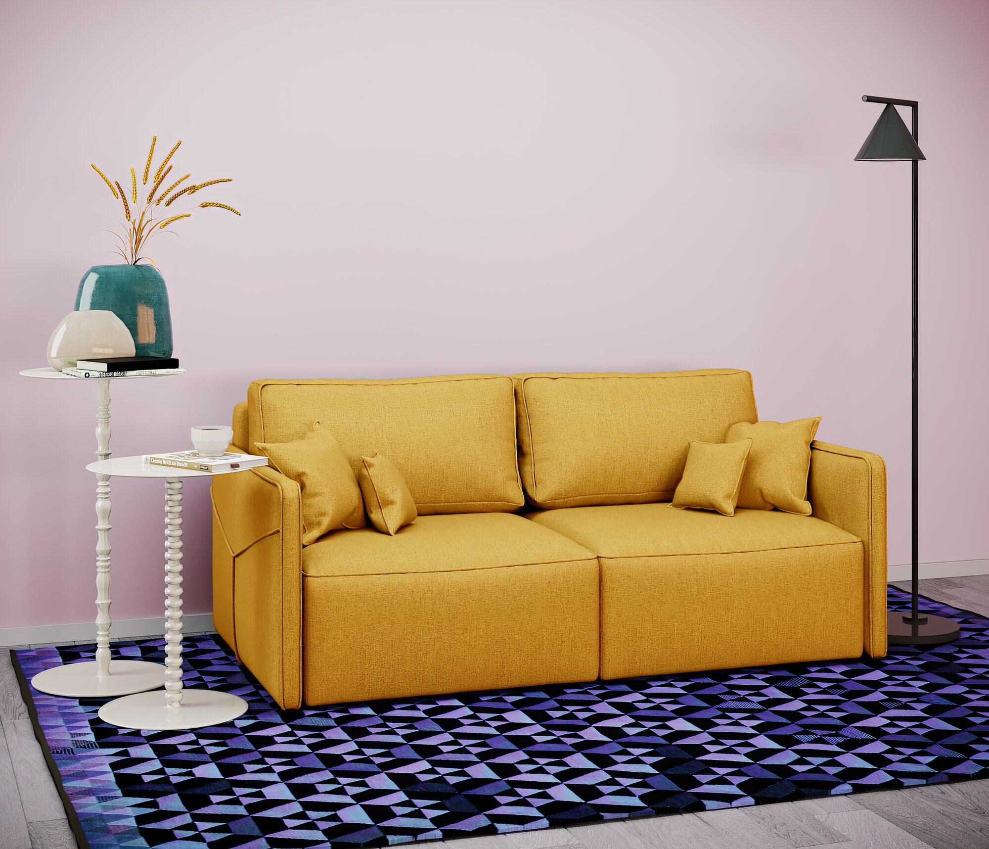 Диван прямой Кьянти, еврокнижка, рогожка саванна плюс йеллоу, ППУ