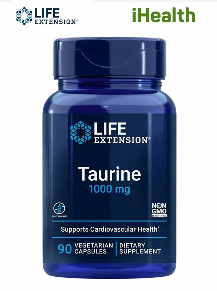 Life Extension Taurine 1000мг 90 капсул лайф экстеншн таурин 1000 мг