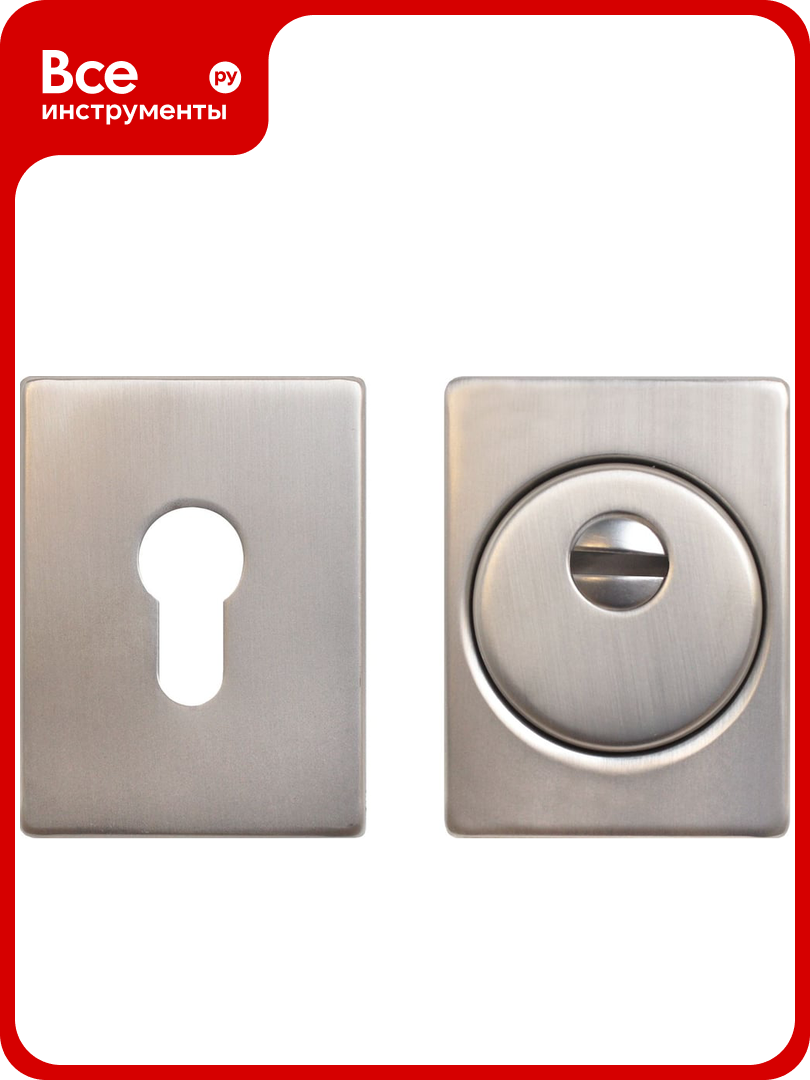 Броненакладка стальная для евроцилиндра БНД 02.08 ферона, матовый никель, врезная установка, коллекция