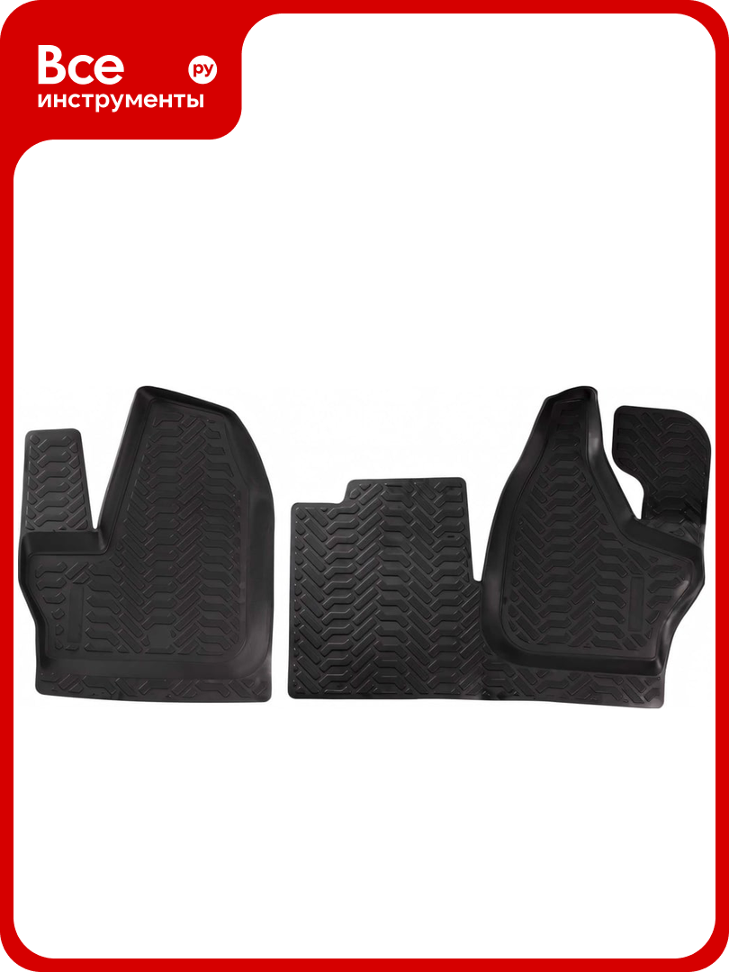Ковры Airline для ГАЗель NEXT 16- КПП на панели, передние 2 шт, высокий борт, ТЭП, черные ACM-PS-75, защищенная