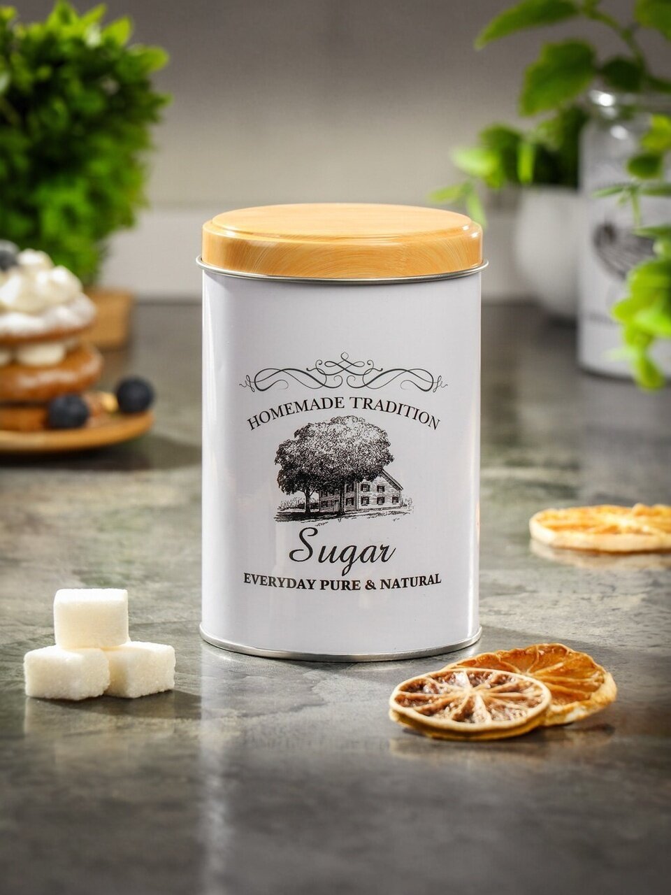 Банка для сыпучих продуктов металл 9х13 см с крышкой для сахара Y3-1188-2