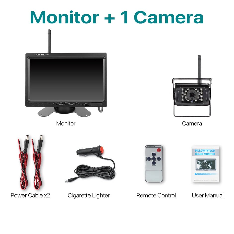 GreenYi Беспроводной 7-дюймовый автомобильный монитор BSD, камера заднего вида для With 1 Camera