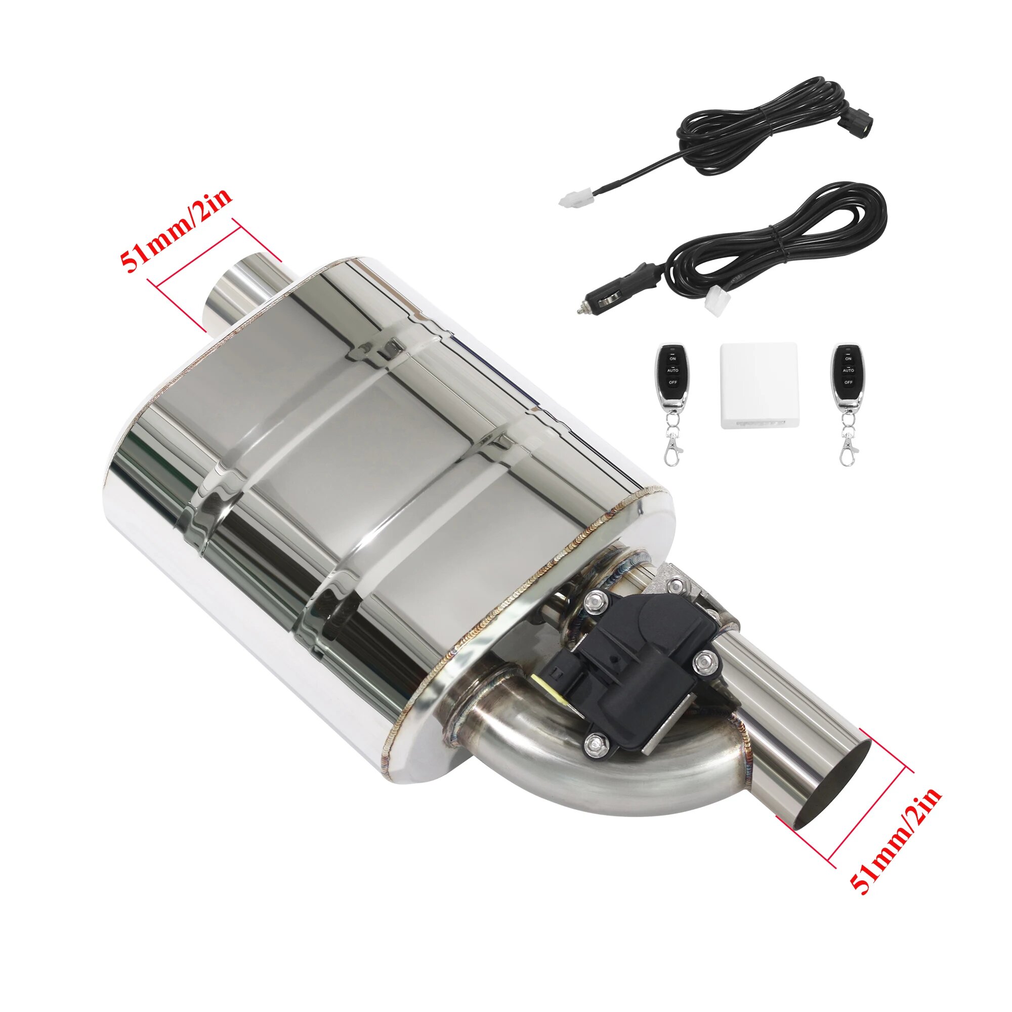 Набор универсальных глушителей с клапаном выхлопной трубы 51 60 63 70 76 мм 51mm left muffler