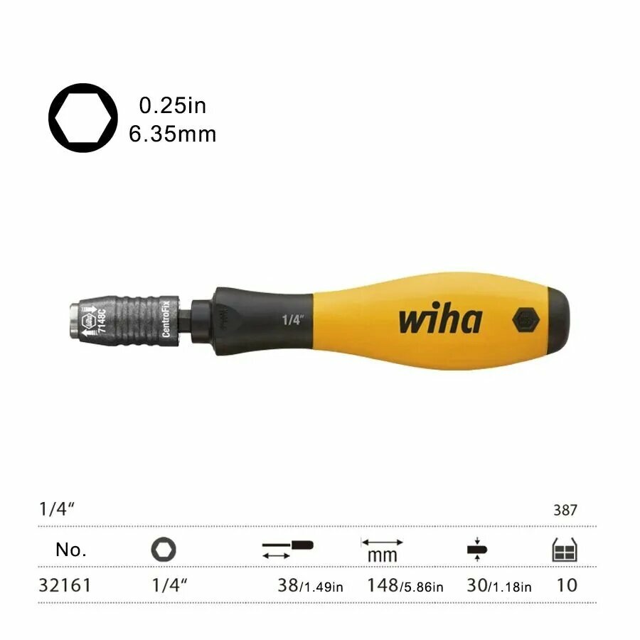 WIHA, магнитный держатель для дрели, нескользящая рукоятка для отвертки, NO.32161