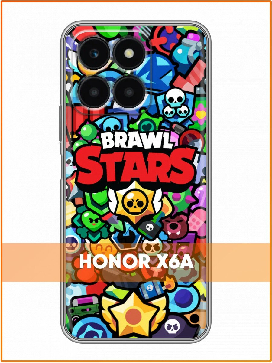 Чехол для Honor X6a с принтом для мальчиков Brawl Stars (Хонор Х6а)