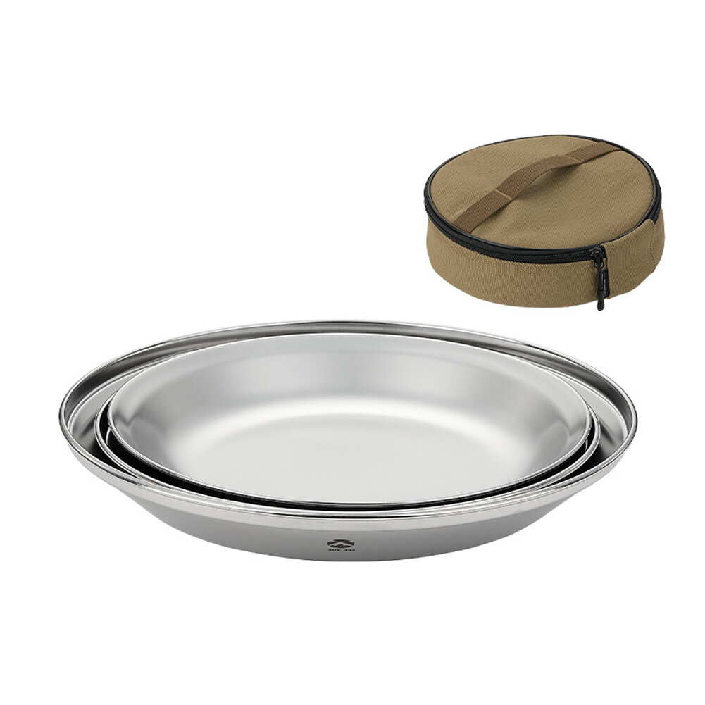 Набор посуды для кемпинга из нержавеющей стали, тарелки для фруктов, металлические подносы, настольная посуда для открытом воздухе, пикник, портативная посуда с сумкой для хранения, Set A, Set B, толщина 0.4mm, размер сумки 250*75mm, вес сумки 150g,