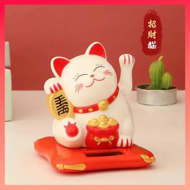 Статуэтка кот манэки нэко / кошка манеки неко белая