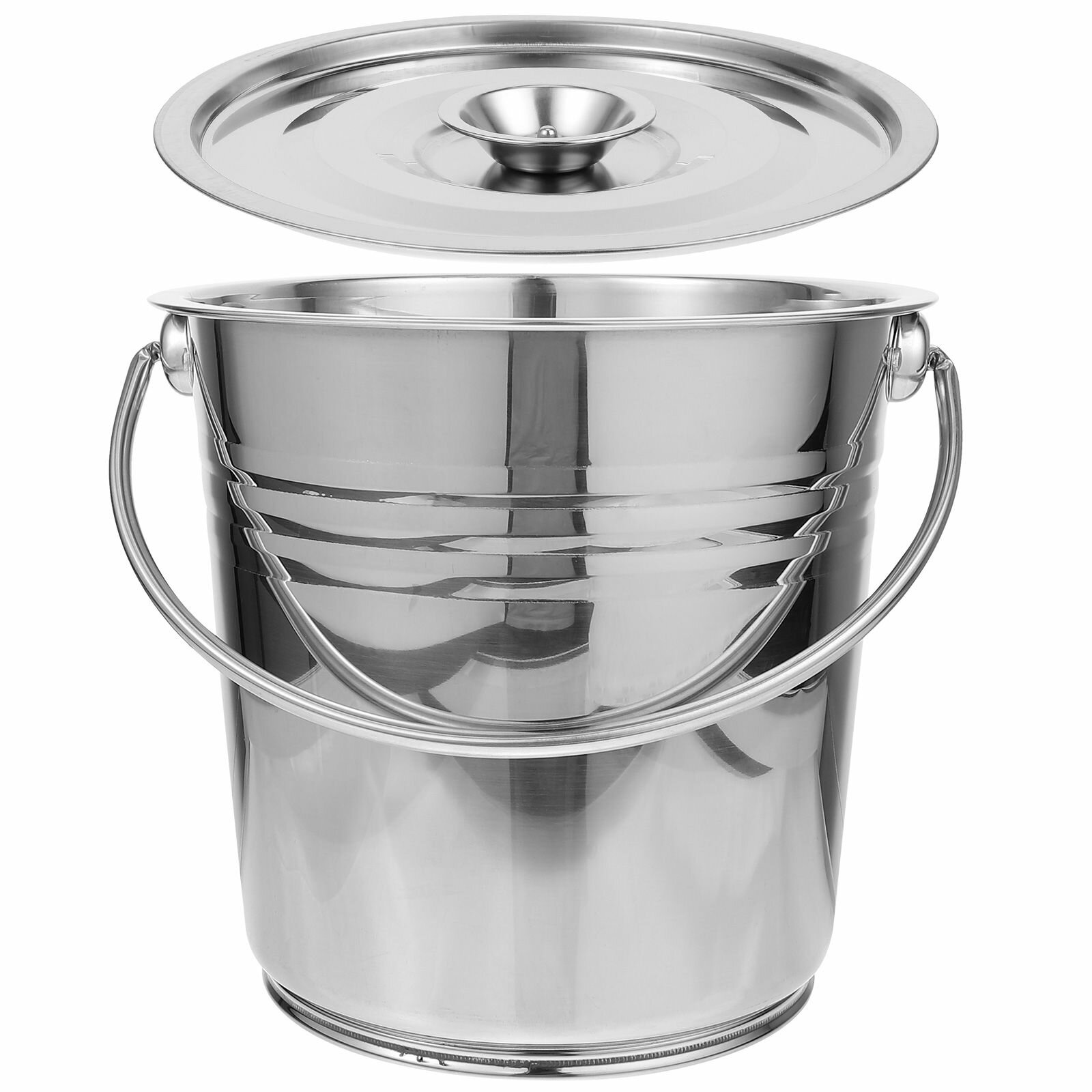 Серебристое ведро из нержавеющей стали для хранения золы, для кухонного использования, 7 л