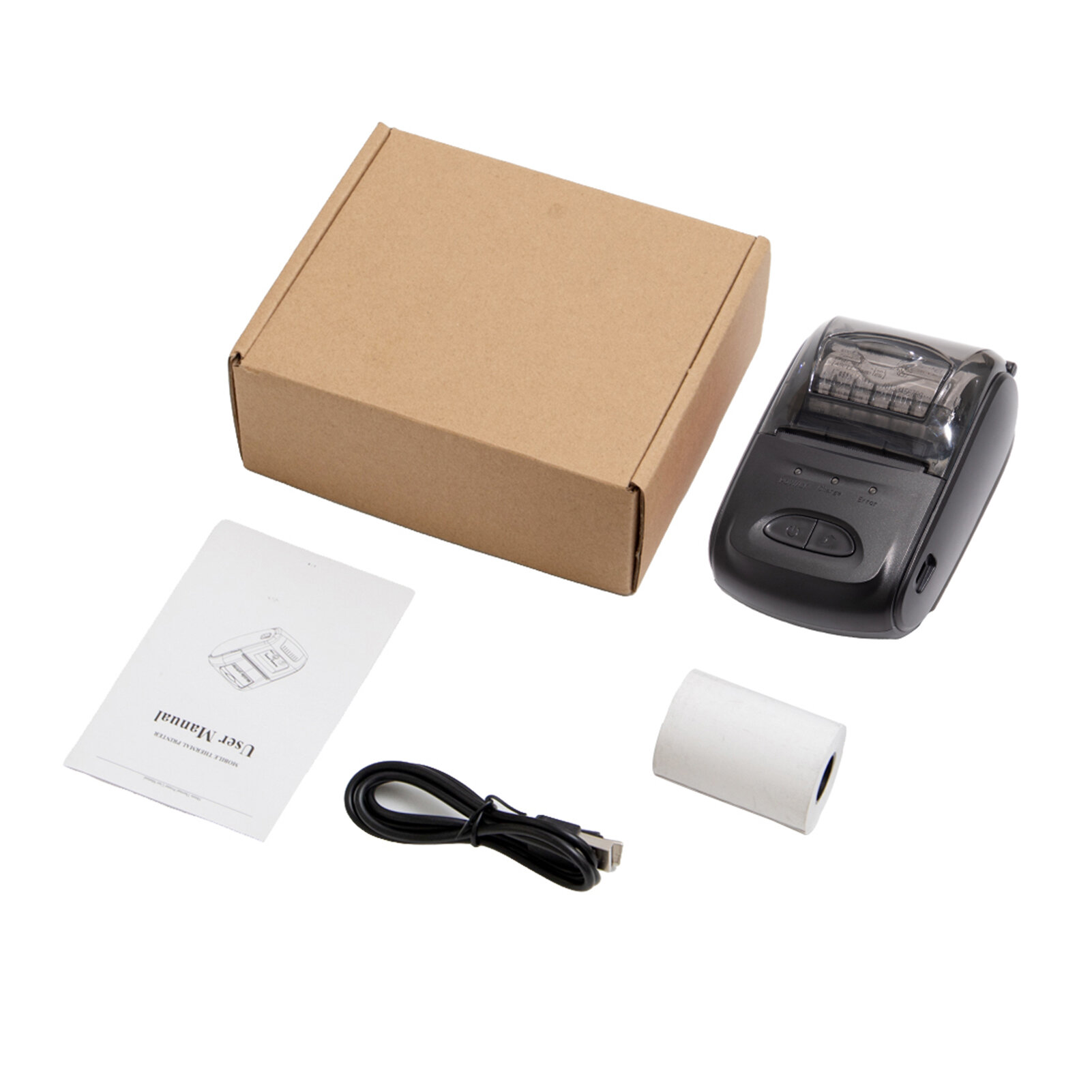 Принтец для квитанции Portable 58 -мм мобильный тепловой принтер беспроводной Bt Mini Bill Printing, совместимая с для Android для iOS для победы с 1 шт. Термические булочки для ресторанного супермаркета.