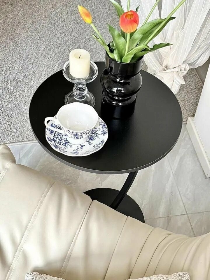 Журнальный стол, Металлический каркас, Массивное дерево,40х40х60 см