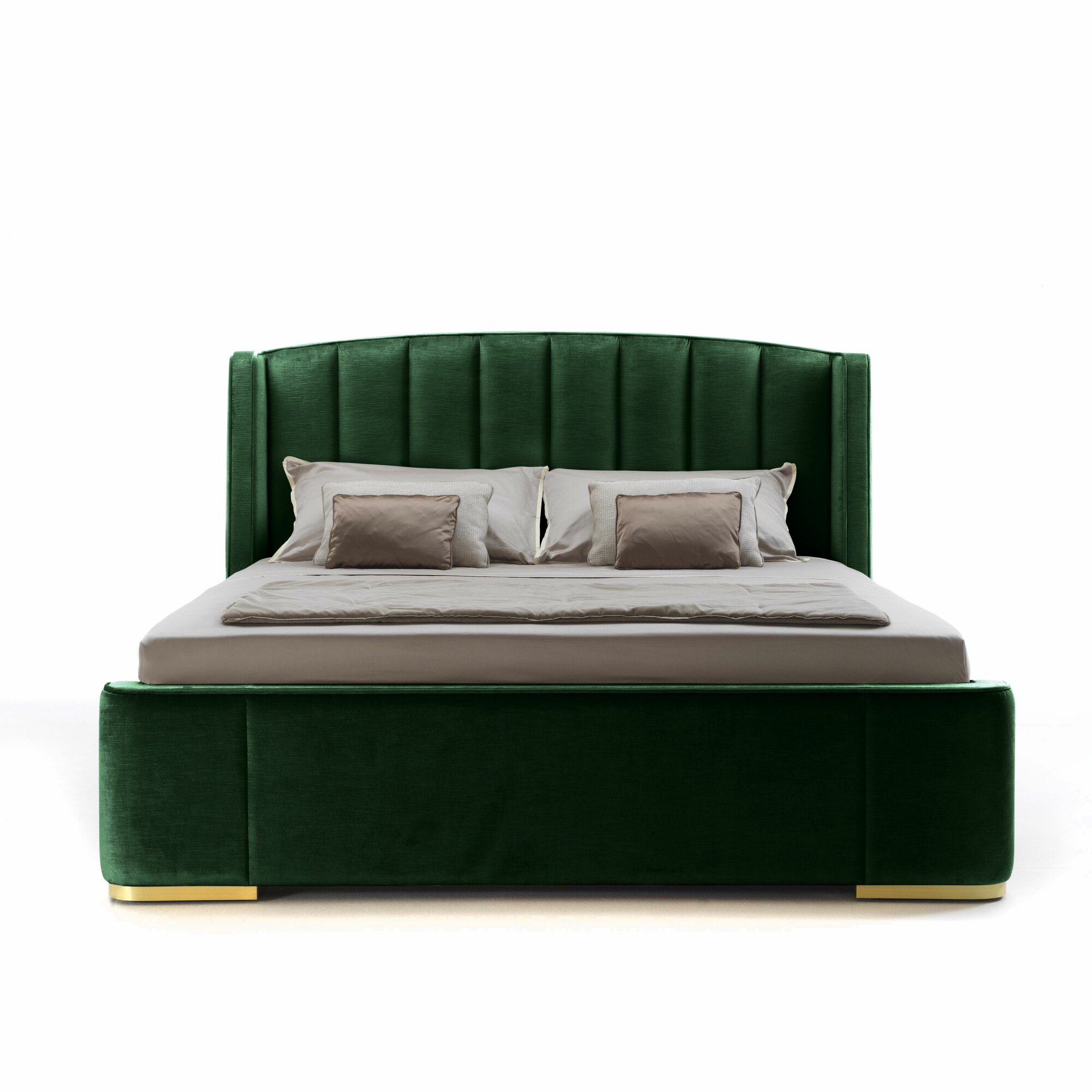 Двуспальная кровать Madison 200х200, с подъемным механизмом и ящиком для белья, изумрудный