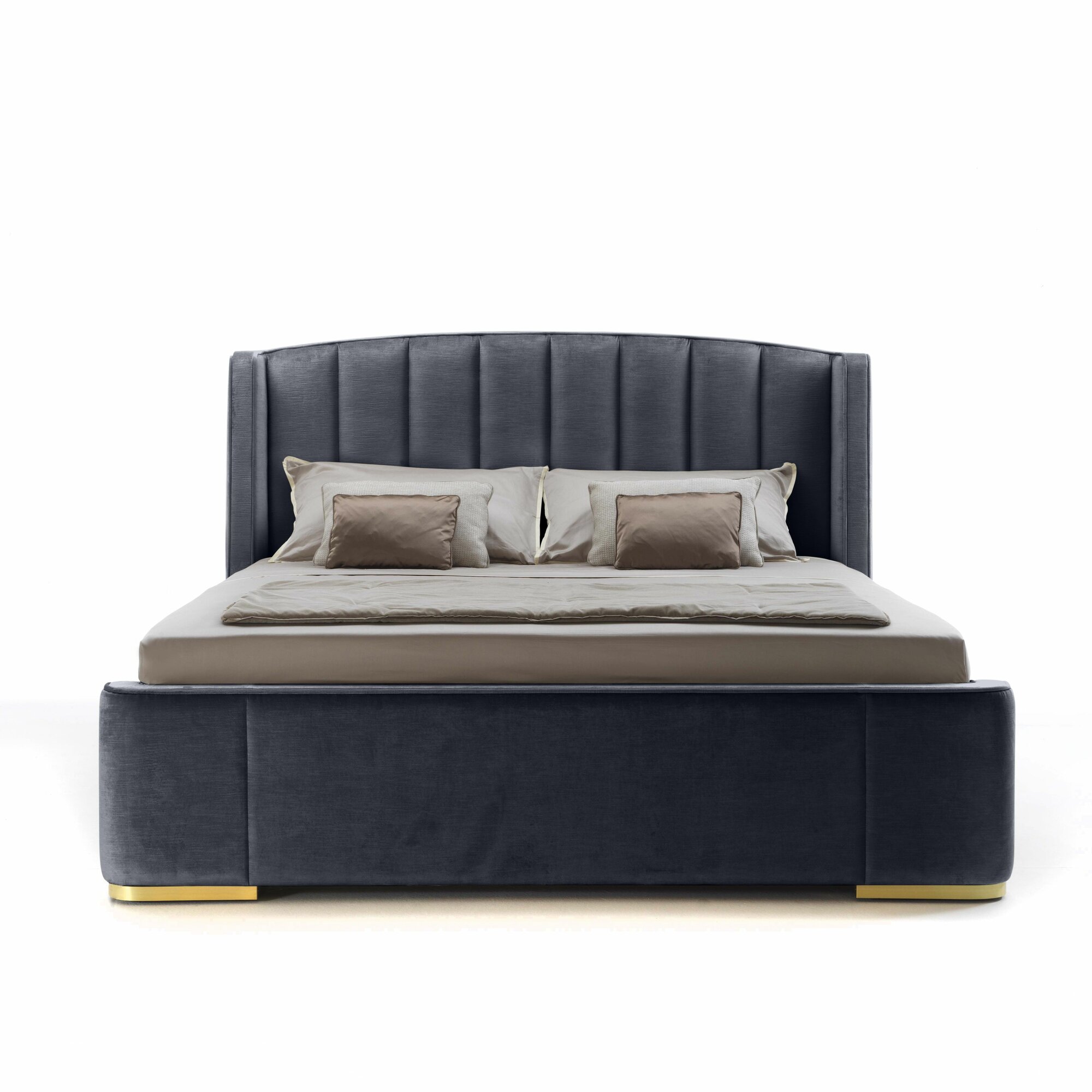 Двуспальная кровать Madison 160х200, с подъемным механизмом и ящиком для белья, темно серый