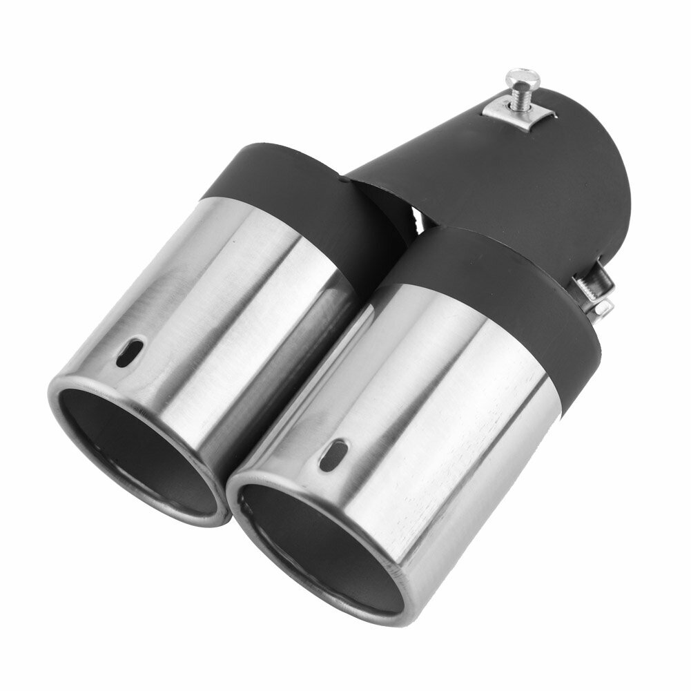 Универсальная изогнутая насадка на глушитель из нержавеющей стали с двумя выхлопными трубами для улучшения характеристик и стиля автомобиля