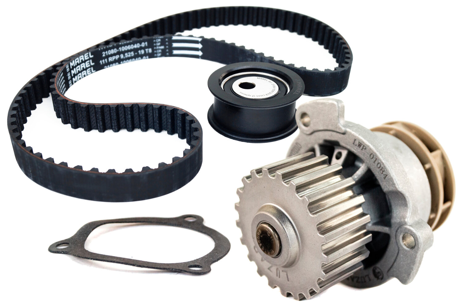 Комплект ремня ГРМ Marel Standart с помпой Luzar Turbo для 8-клапанных ВАЗ 2108-21099, 2110-2112, 2113-2115, Лада Приора, Калина, Калина 2, Гранта в комплектации Стандарт, Ока
