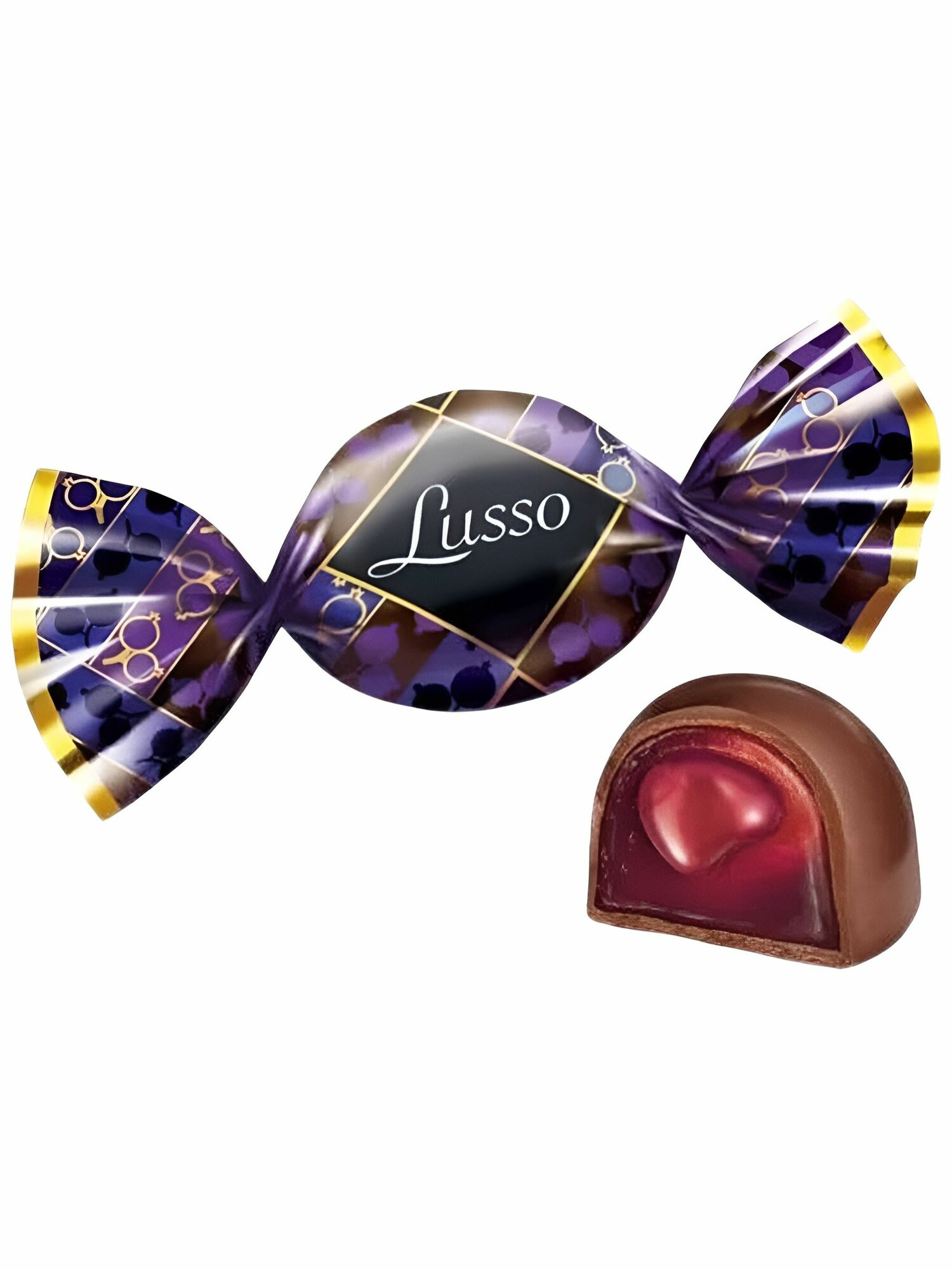 Желейные конфеты Lusso со вкусом черной смородины, в темном шоколаде, 500 гр.
