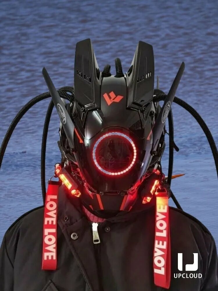 Маска в стиле киберпанк/светодиодная подсветка/UPCLOUD-металлические грязные косички