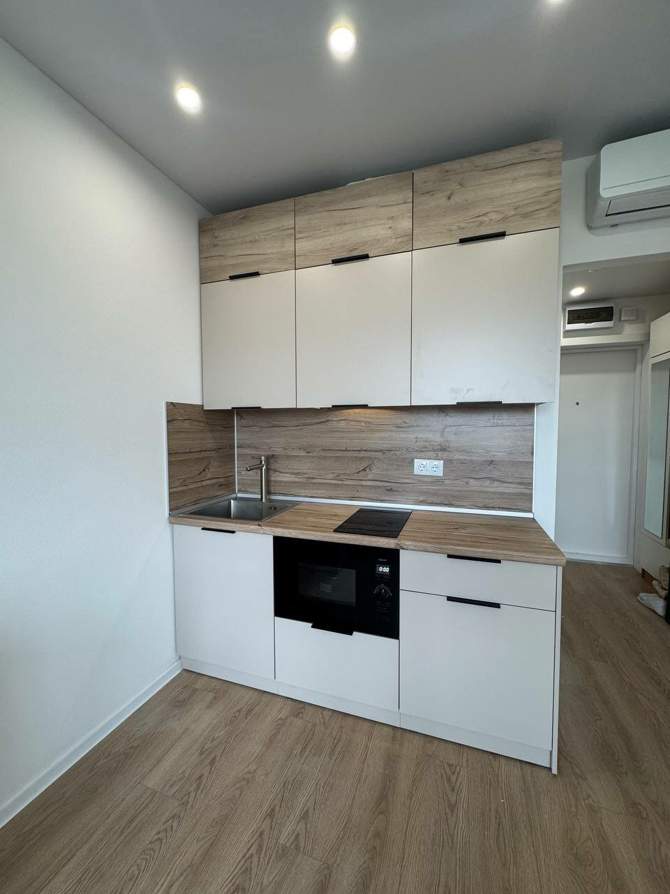 Кухонный гарнитур Бохо, 180х60х250 см, со столешницей, Дуб крафт серый / Кашемир