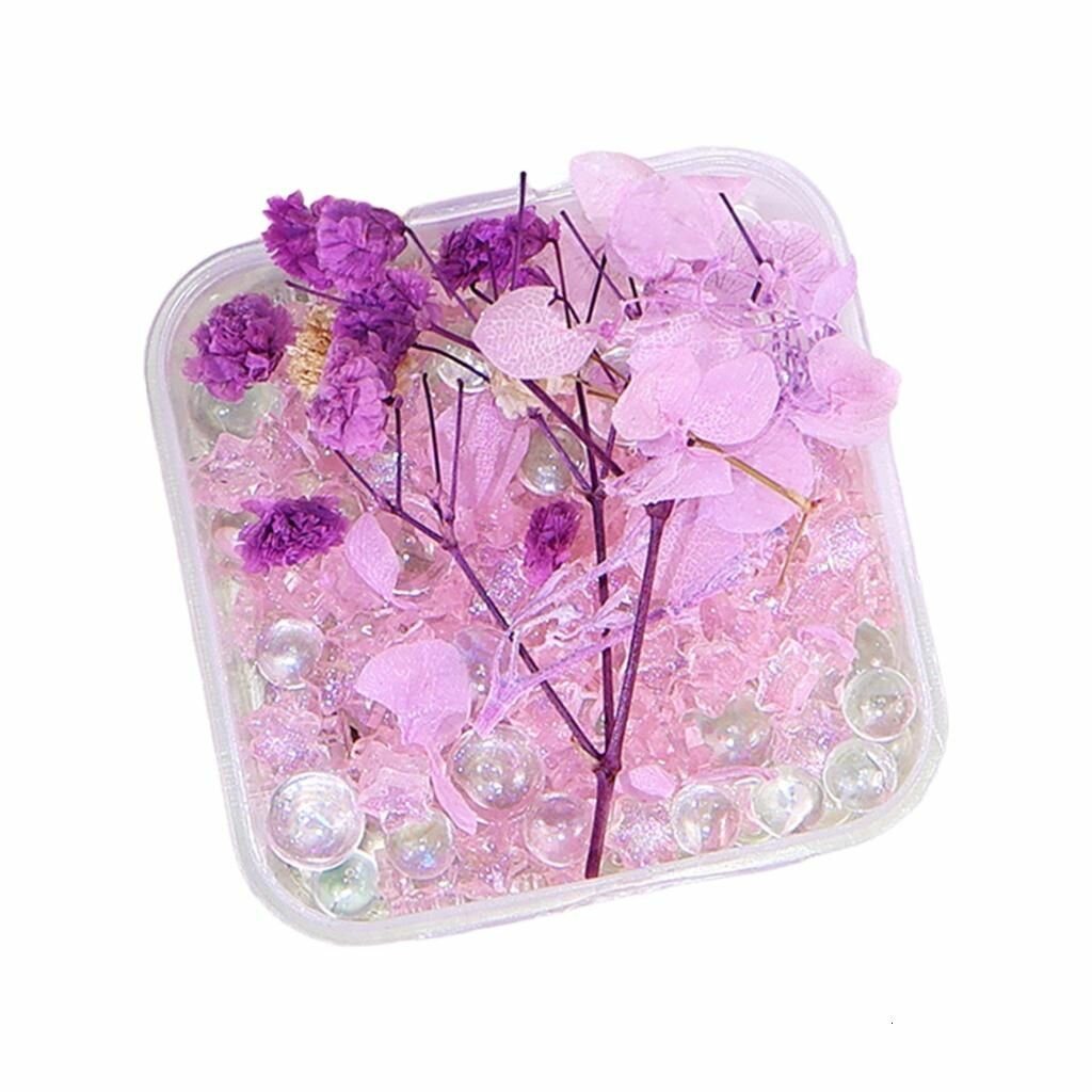 Натуральная композиция из смолы с цветами, стеклянными бусинами, жемчугом и декоративными камнями, - 1