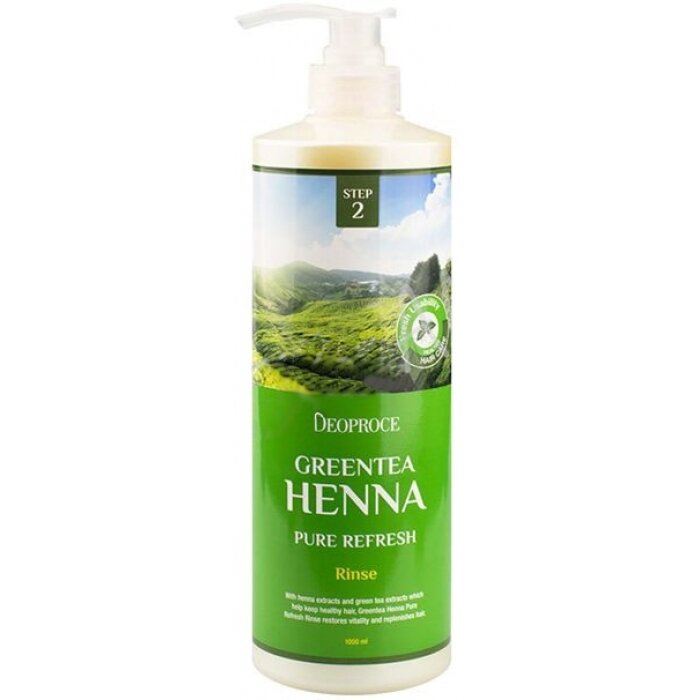 Deoproce Green Tea Henna Pure Refresh Rinse бальзам для волос с зеленым чаем и хной (1000мл.)