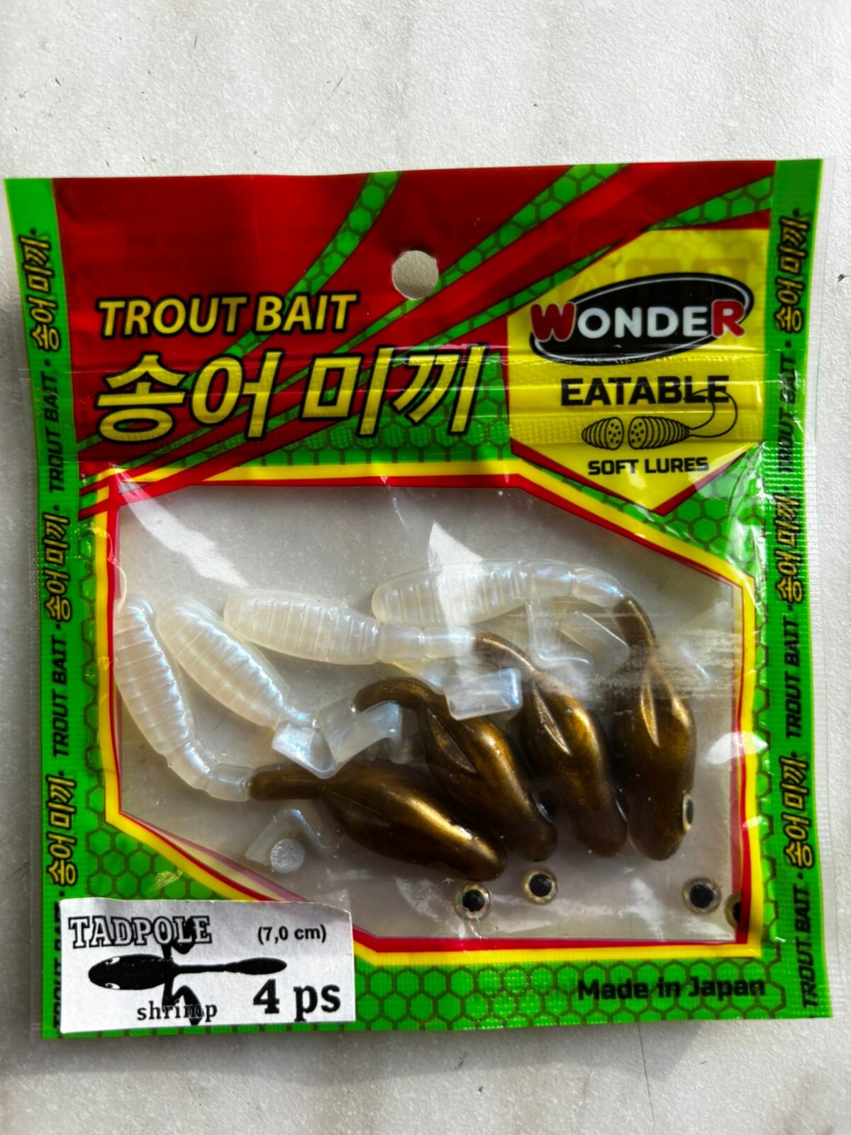 Силиконовая приманка для форели Wonder Trout Bait Tadpole 7.0см. 4шт. бронзово-белый