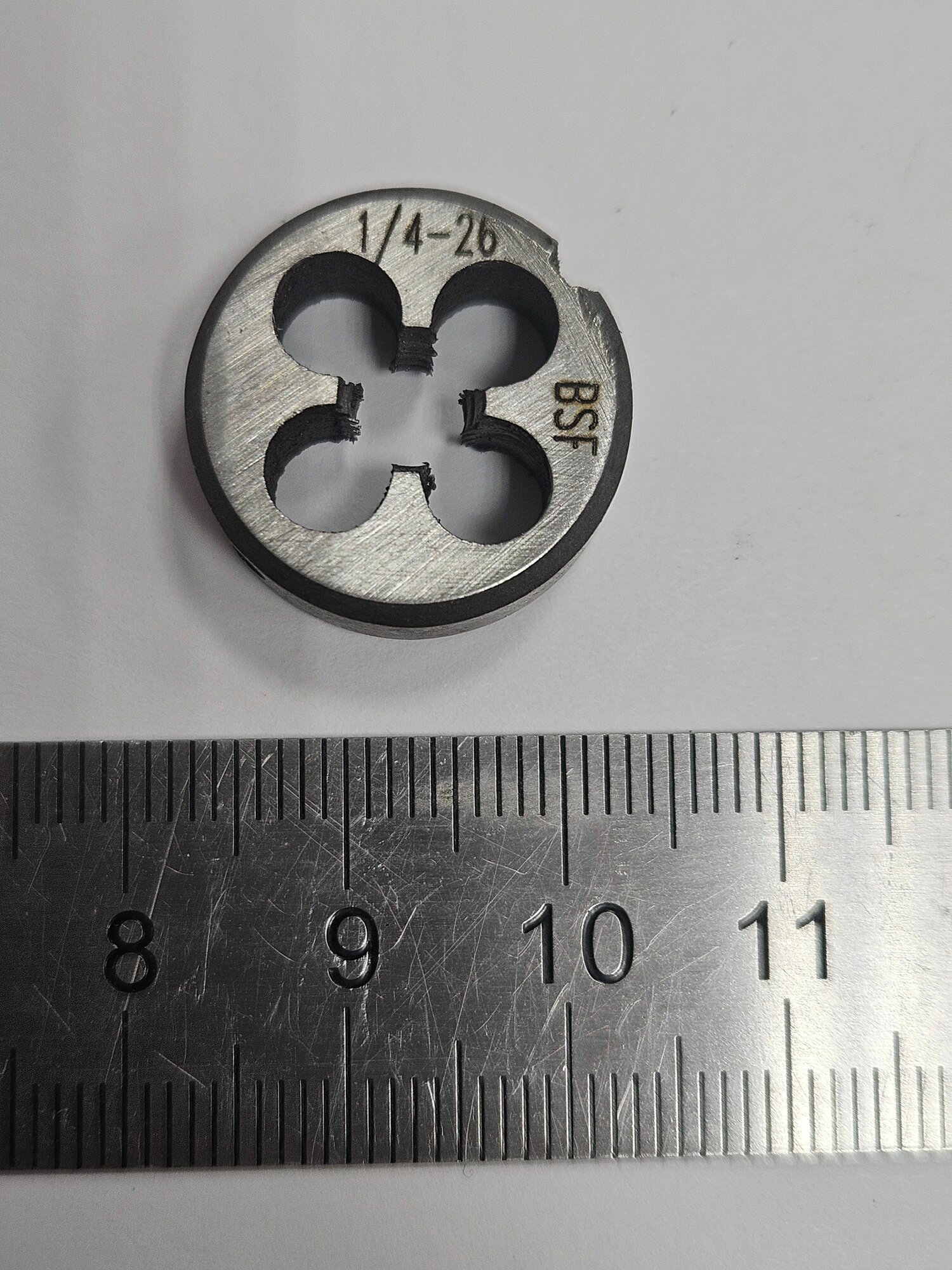 Плашка дюймовая BSF 1/4 - 26 ниток/дюйм, резьба Витворта 55 градусов