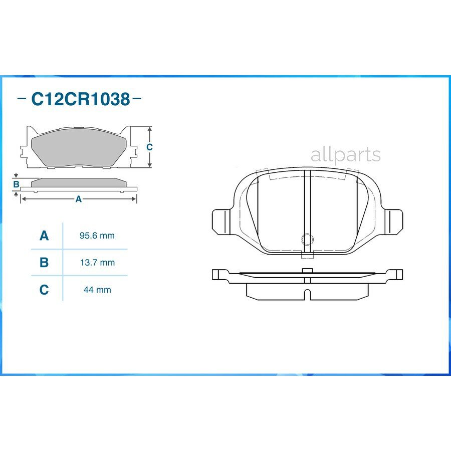 CWORKS C12CR1038 Колодки задние LADA 11196/LADA Vesta, X-ray, Granta/FIAT 500/ CWORKS C12CR1038
