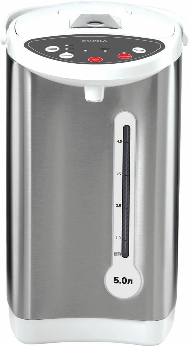 Термопот Supra TPS-5003, 900Вт, 5л, 3 температурных режима, серебристый/белый