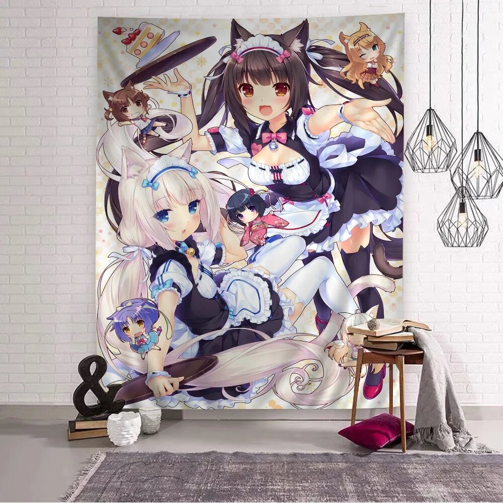 Гобелен Nekopara, мультяшный рисунок, полиэстер/хлопок 90x120cm, z1