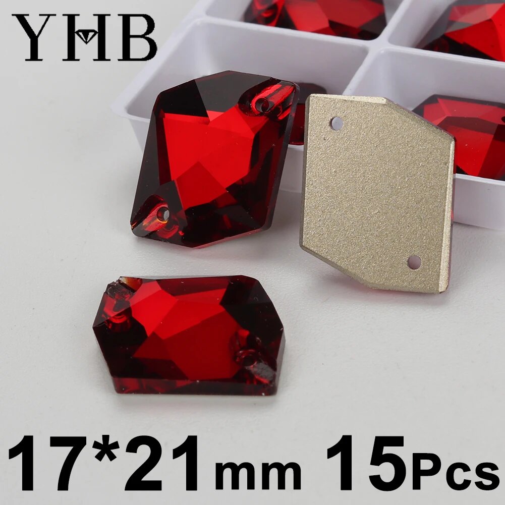 Стразы YHB бордовые 17x21mm, 15 шт