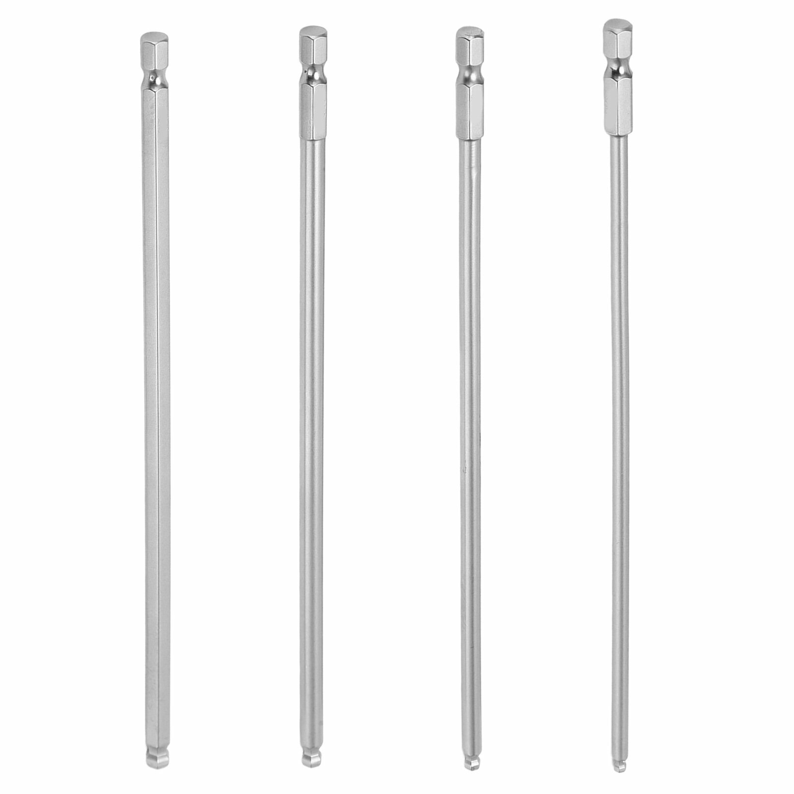 Набор из 4 шестигранных бит S2, стальные магнитные метрические биты с шаровидной головкой, хвостовик 1/4 дюйма, 200 мм