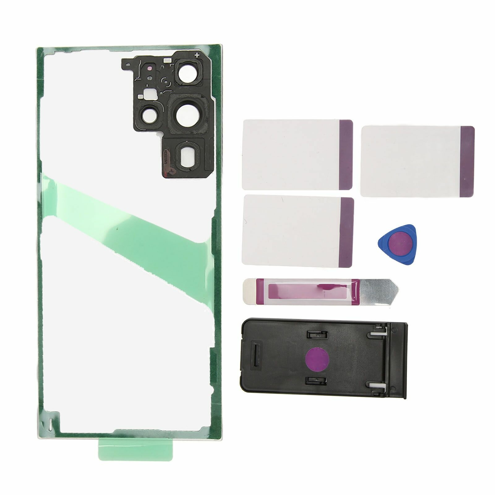 Заднее стекло Galaxy S22 Ultra (черная рамка)