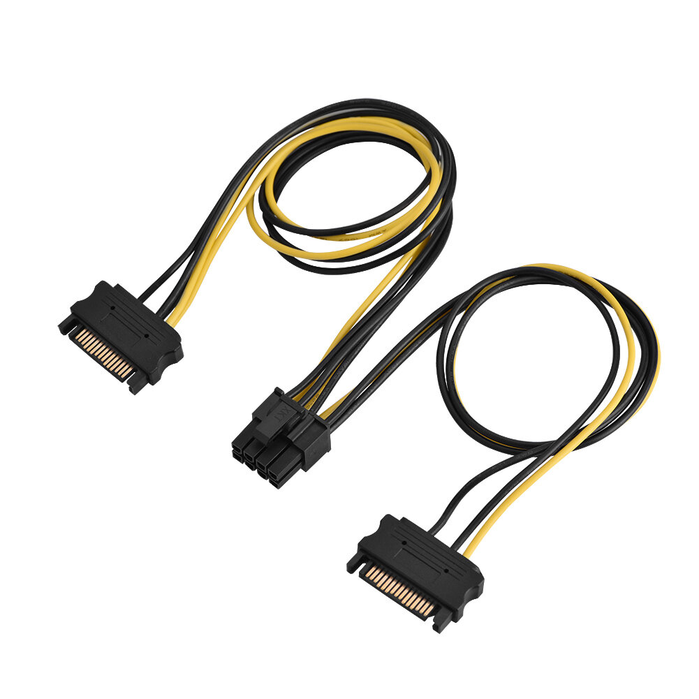 Кабель-адаптер питания PCI-E PCI Express с двумя 15-контактными разъемами SATA «папа» и 8 разъемами «мама» (0,4 м).