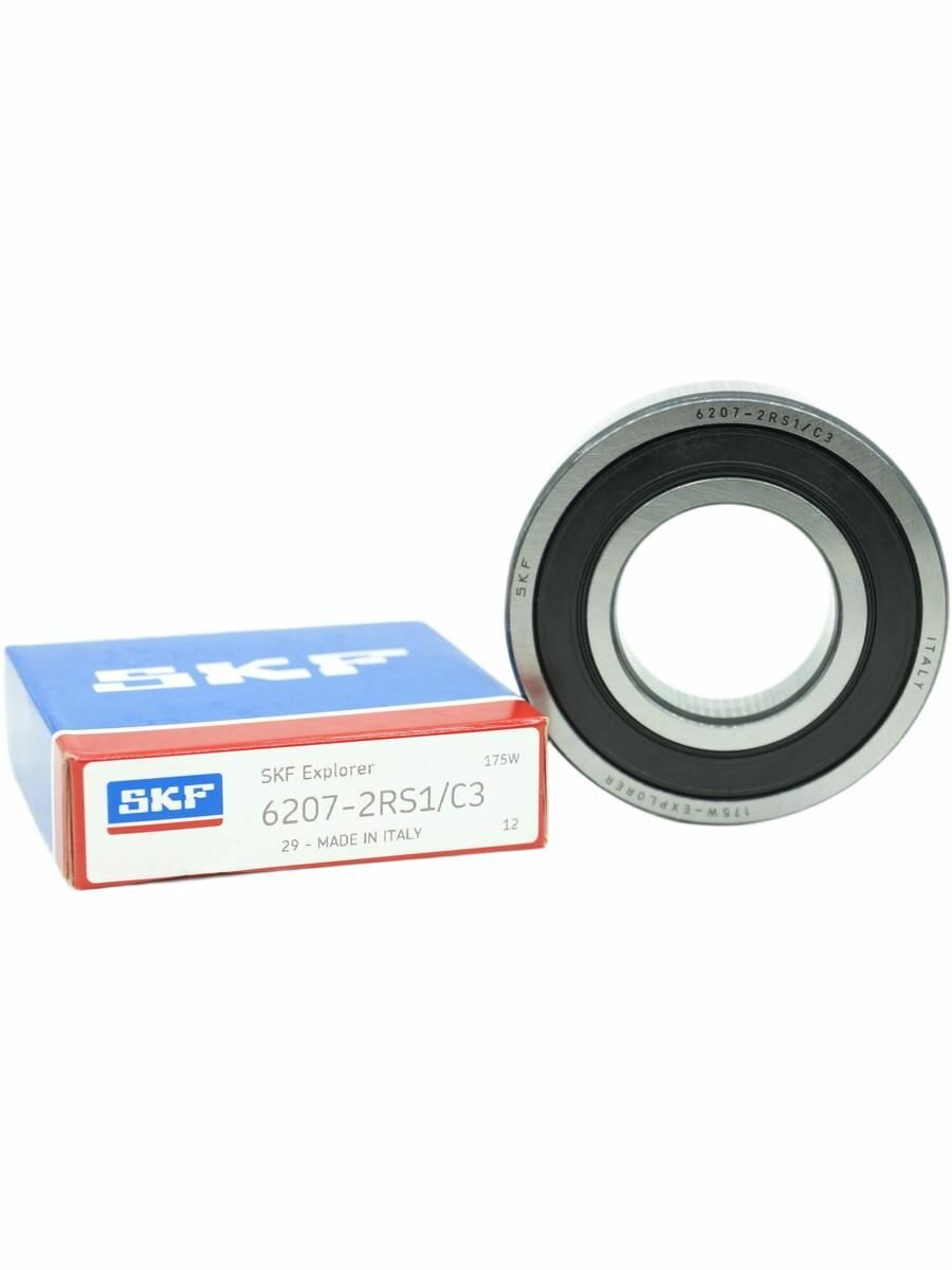 Подшипник 6207-2RS1/C3 SKF (35x72x17 мм) шариковый радиальный, с тепловым зазором для раздатки Нива, УАЗ и спецтехники, 1 шт.