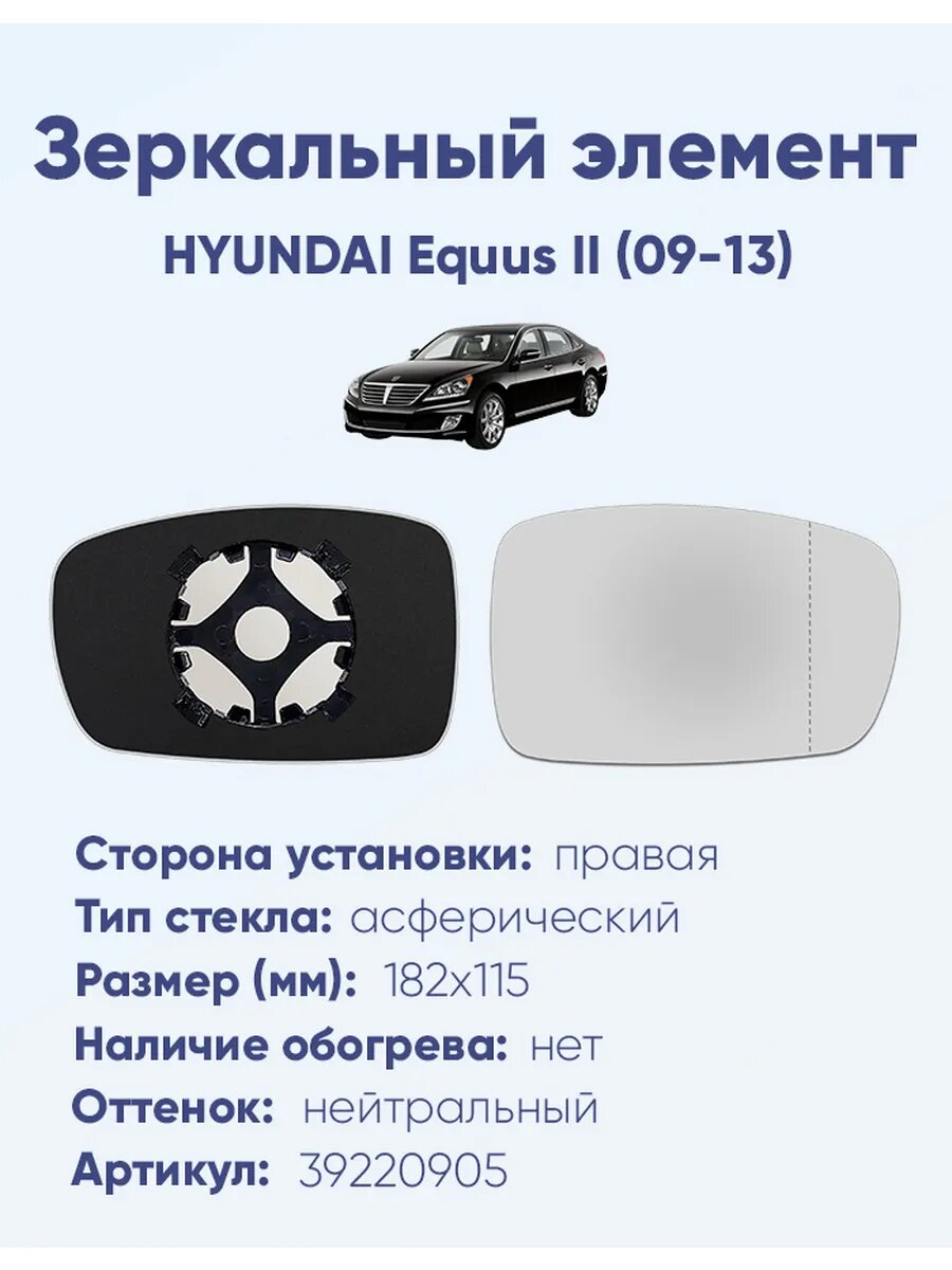Зеркальный элемент правый HYUNDAI Equus II (09-13)A39220905