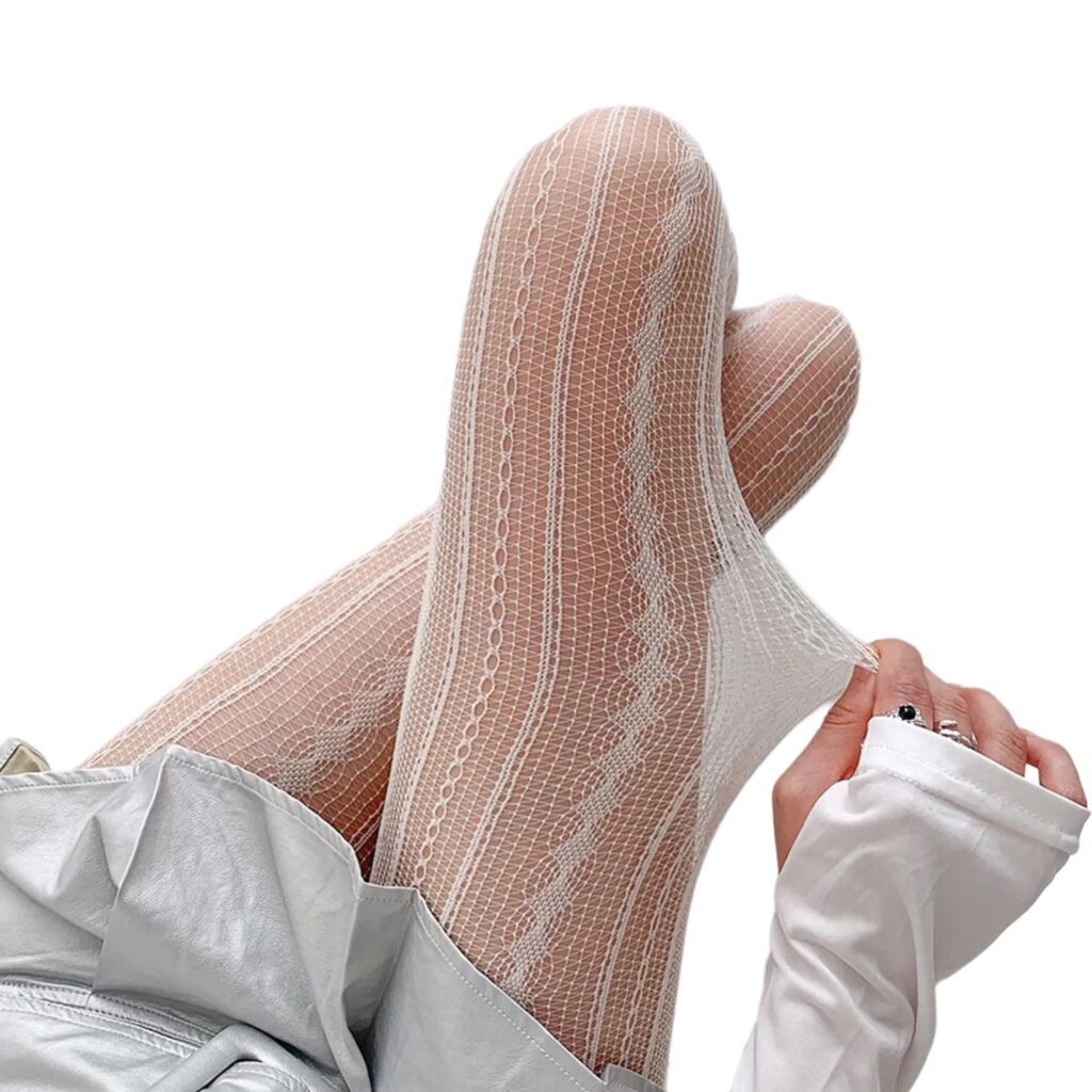 Женские винтажные кружевные колготки в полоску в виде ромба, сплошные прозрачные колготки в сеточку