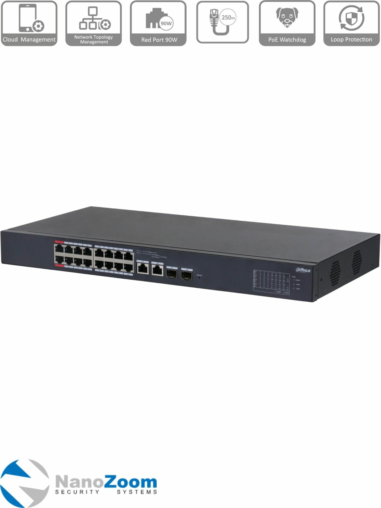 Dahua DH-CS4218-16ET-240 16-портовый управляемый коммутатор с РоЕ