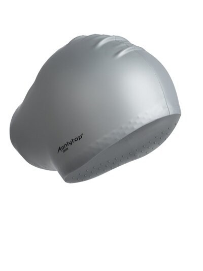 Шапочка для плавания взрослая, для длинных волос, силиконовая, серая