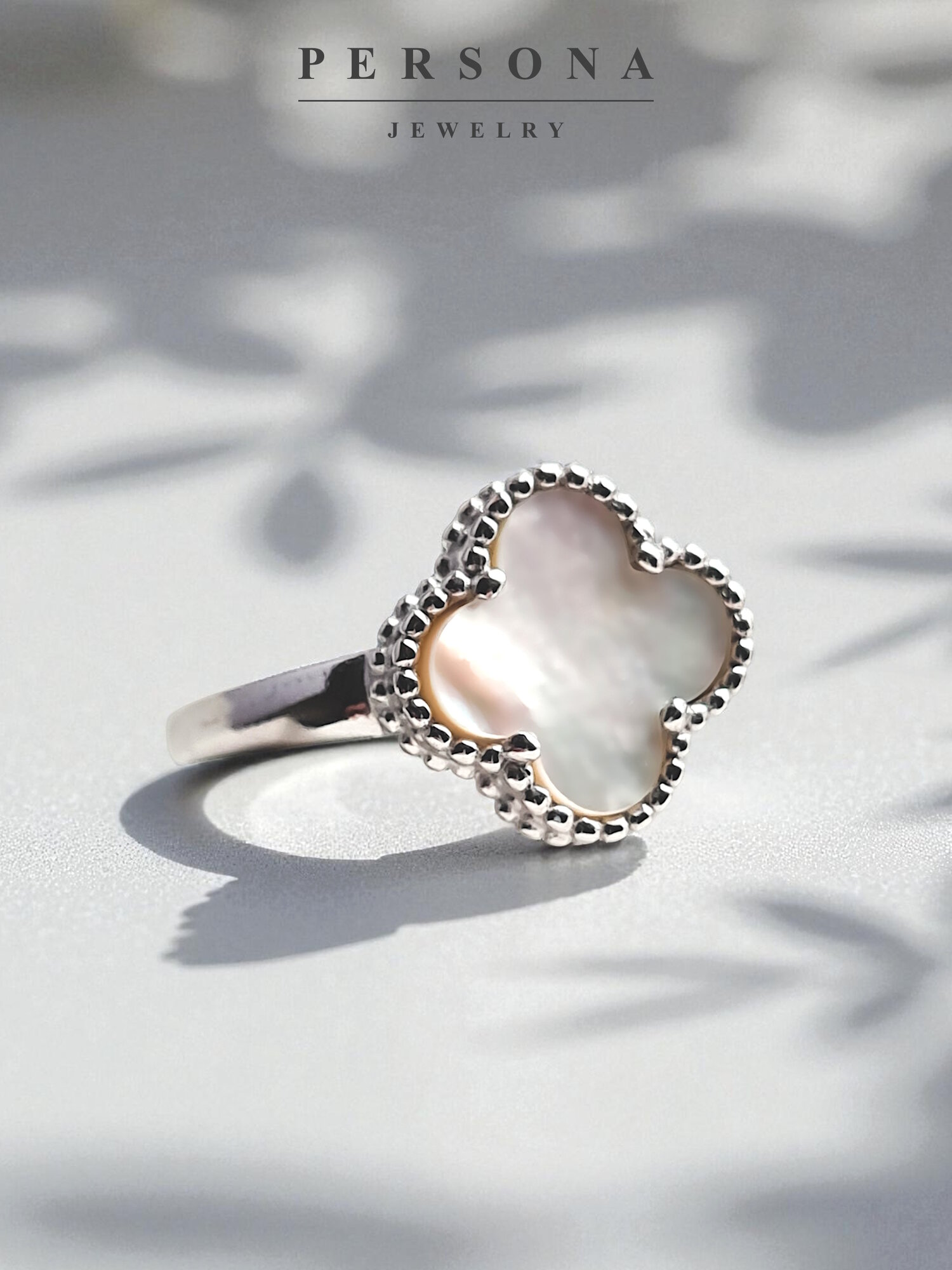 Кольцо, серебро, 925 проба, родирование, перламутр