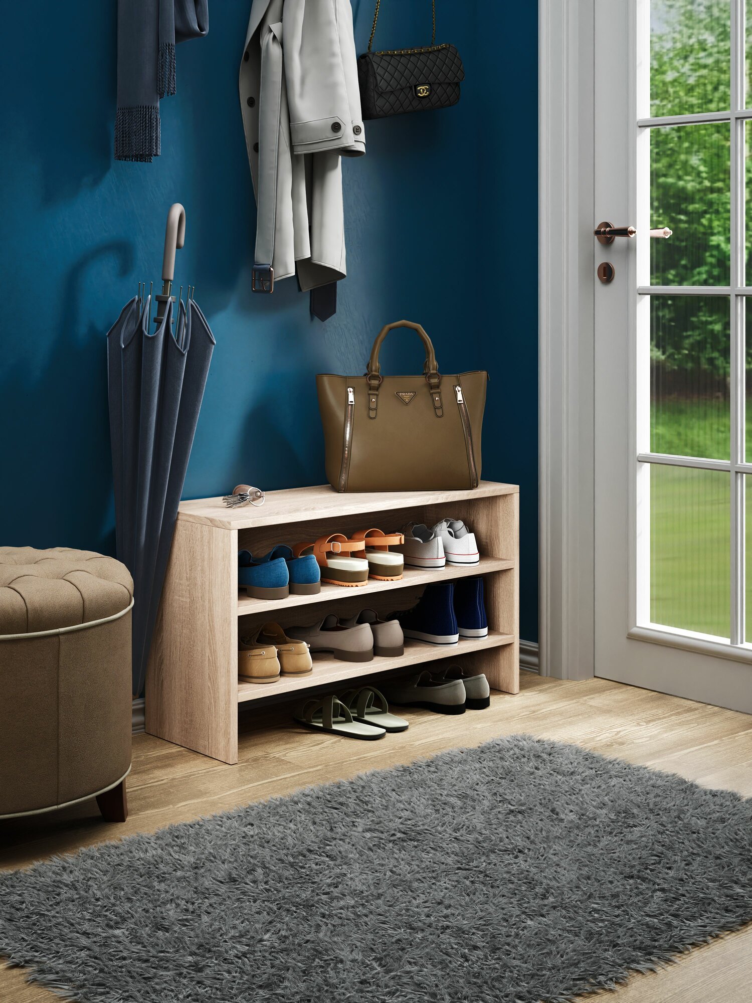 Обувница Лаура-7 соном в прихожую, тумба для обуви открытая, деревянная, этажерка, полки, маленькая ЛДСП галошница