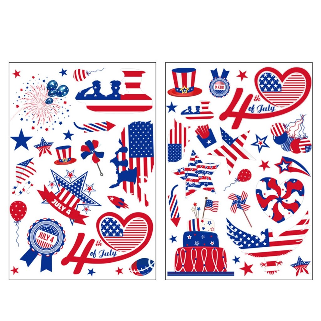 2Pcs Independence Day Window Sticker Patriotic Day Art Ornaments