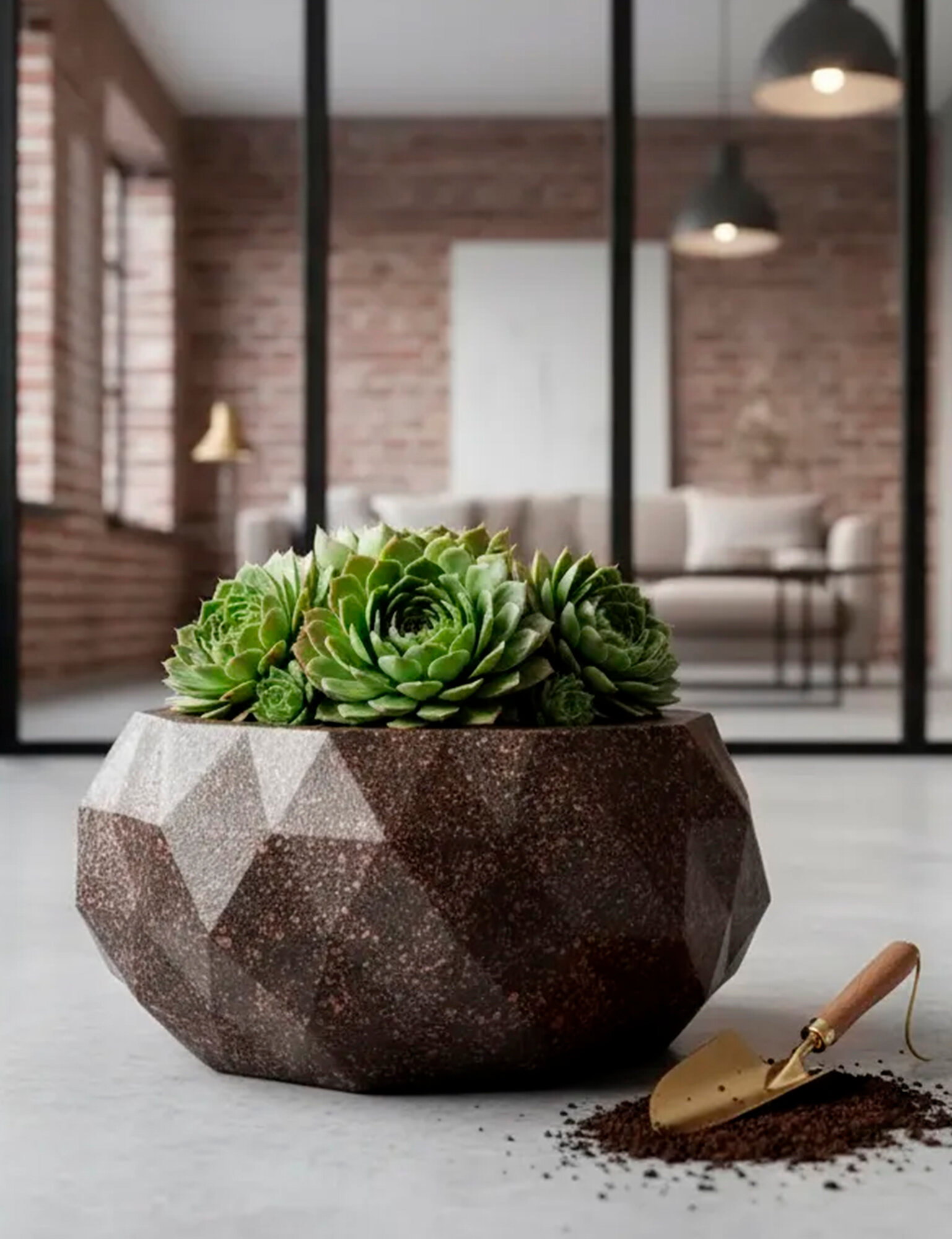 Вазон "Бисер Девочка" для цветов ручной работы из цемента (цветного фибробетона) с каменной крошкой, кашпо для сада уличное, горшок, ваза, клумба-цветник от творческой мастерской криница